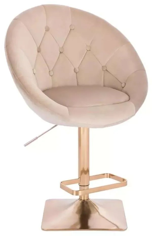 LuxuryForm DESIGN Barová židle VERA VELUR na zlaté hranaté podstavě - latte