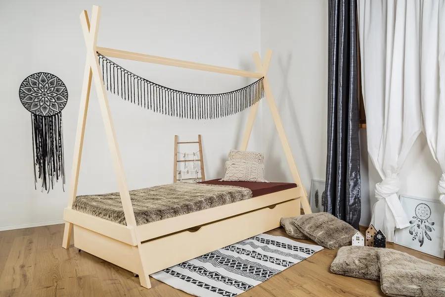 MAXIDO Dětská postel Teepee - jeden šuplík 200x90 Přírodní