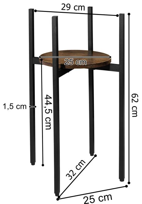 Stojan na květiny TORRE RUSTIC černý 60 cm