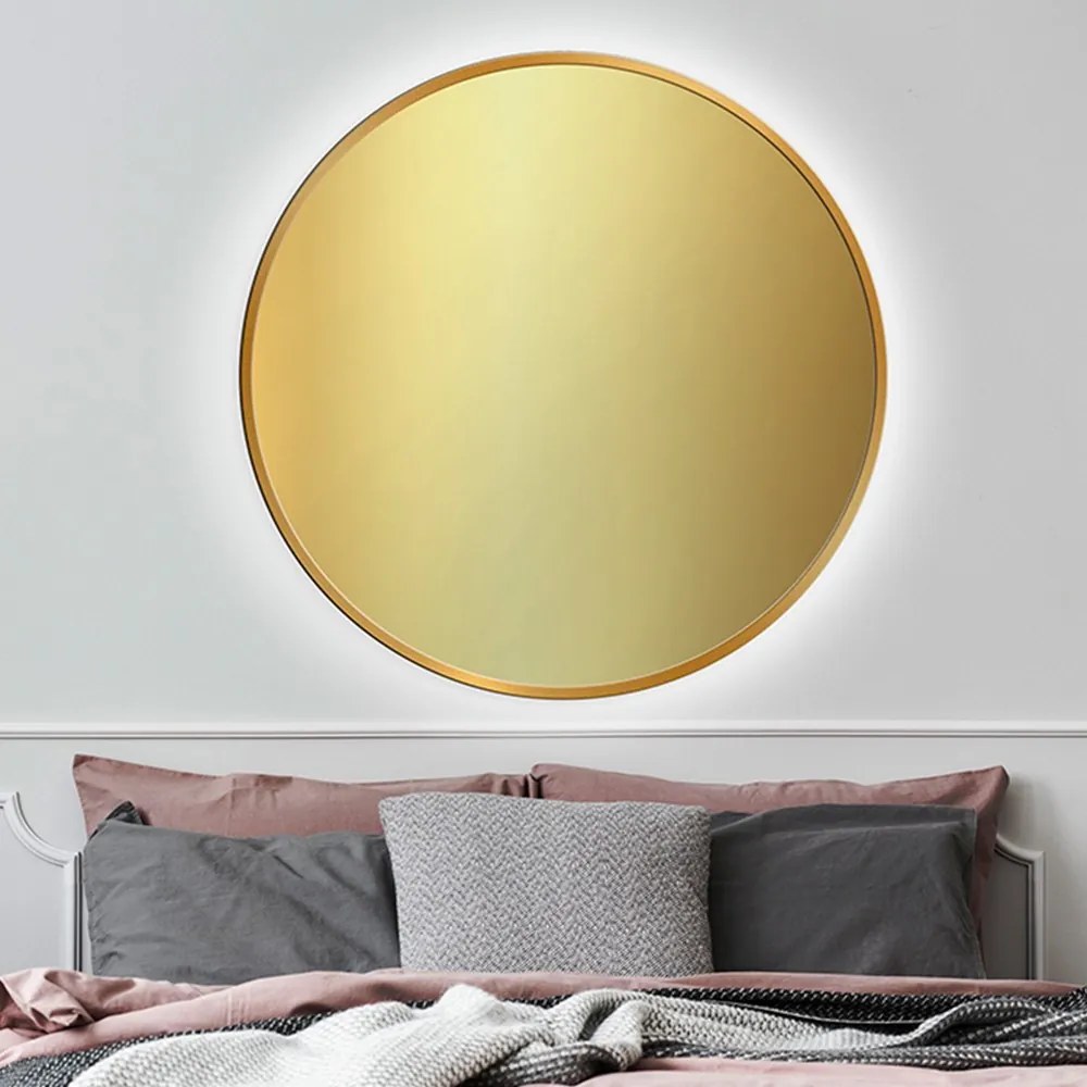 Zrcadlo Nordic Gold LED - gold glass Rozměr: Ø 100 cm