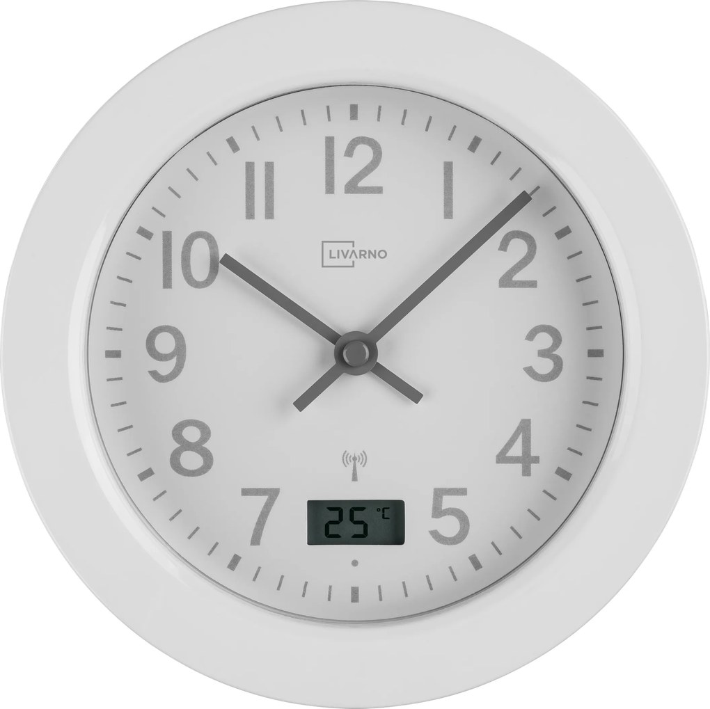 Livarno® Koupelnové hodiny řízené rádiovým signálem (bílá)