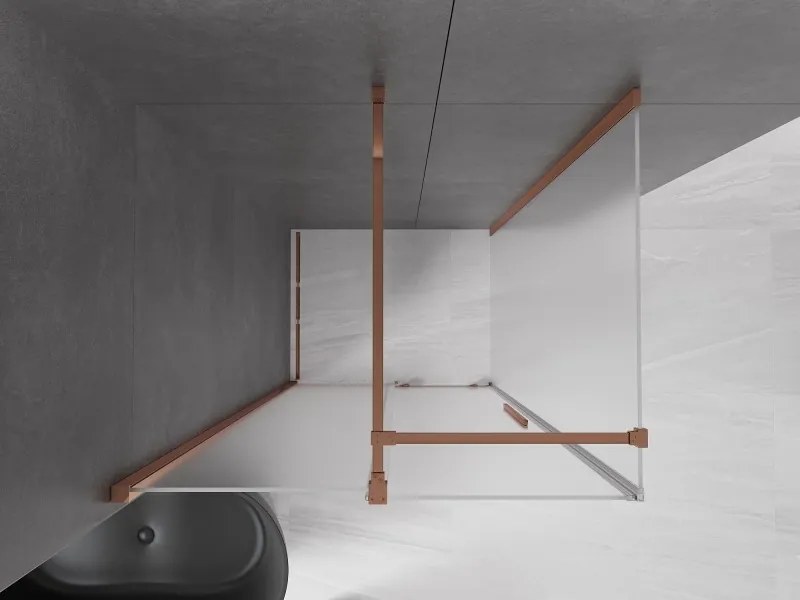 Mexen Velar, sprchový kout s posuvnými dveřmi 100 x 90 cm, 8mm sklo námraza, růžové zlato, 871-100-090-31-55