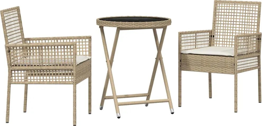 Zahradní bistro set 3 ks Béžová polyratan 3334966