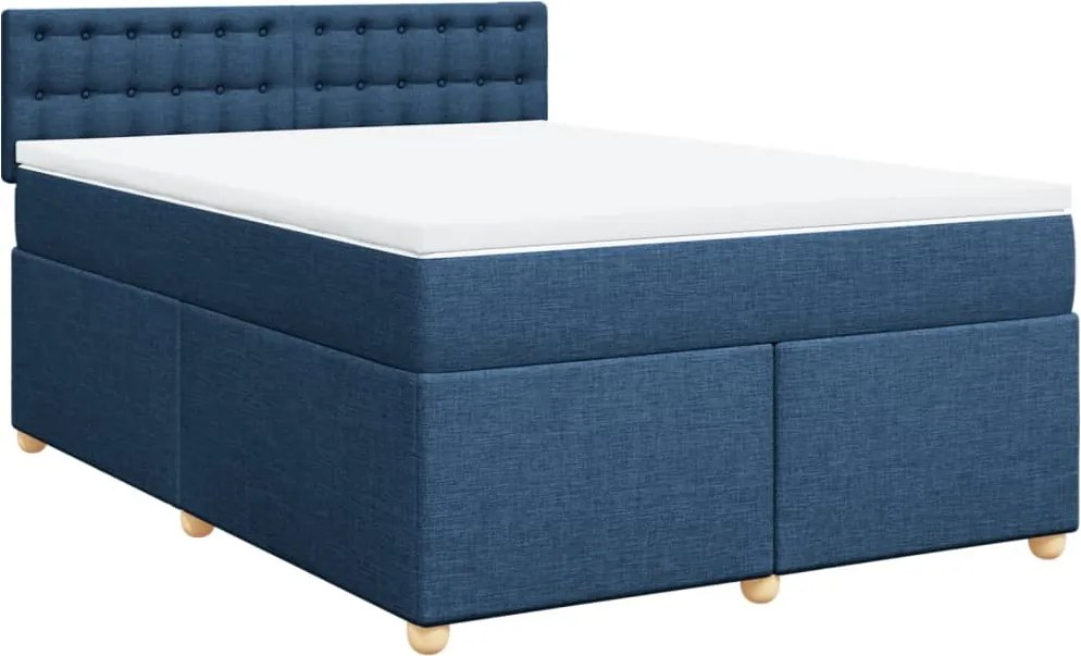 Box spring postel s matrací modrá 140x200 cm textil 3286723