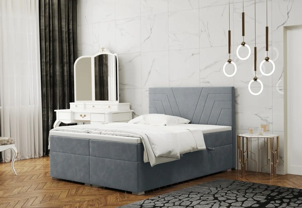 Čalouněná postel boxspring CASTEL + topper, 120x200, matt velvet 83
