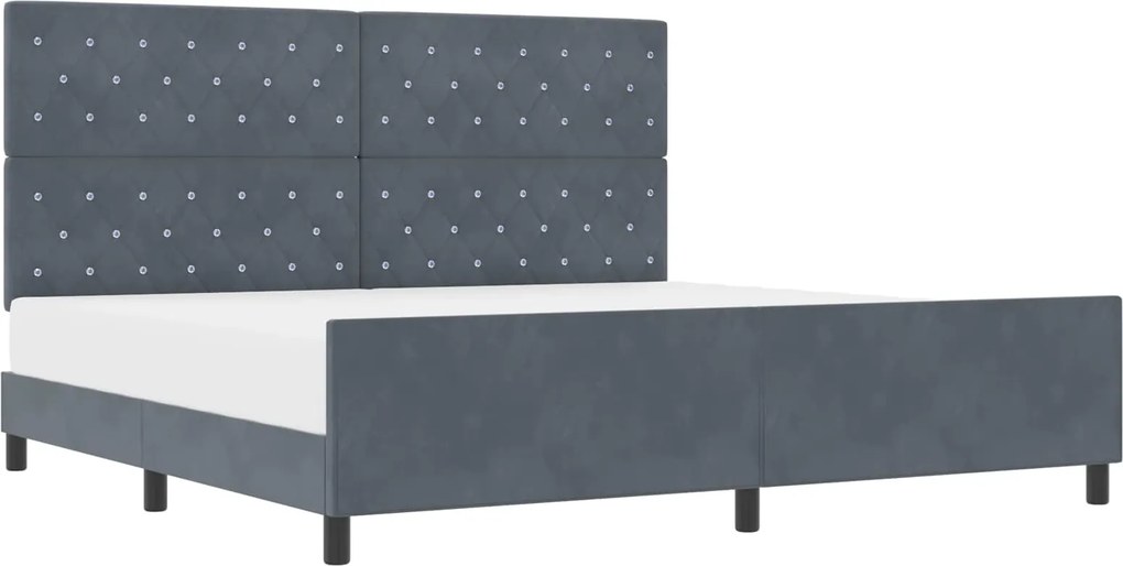 Postel s boxspringem s čelo Tmavě šedá 200 x 200 cm samet 3344898
