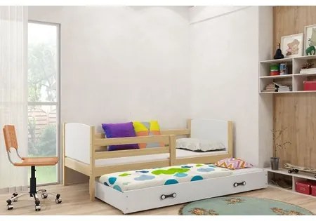 Dětská postel s výsuvnou postelí TAMI 200x90 cm Bílá Borovice