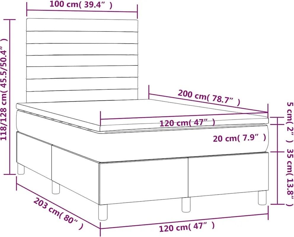 Box spring postel s matrací tmavě modrá 120 x 200 cm samet 3143077