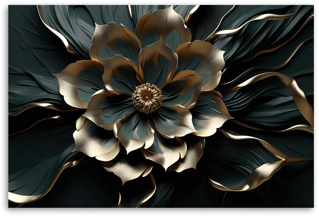 Gario Obraz na plátně Zlatý květ v luxusním stylu Rozměry: 60 x 40 cm