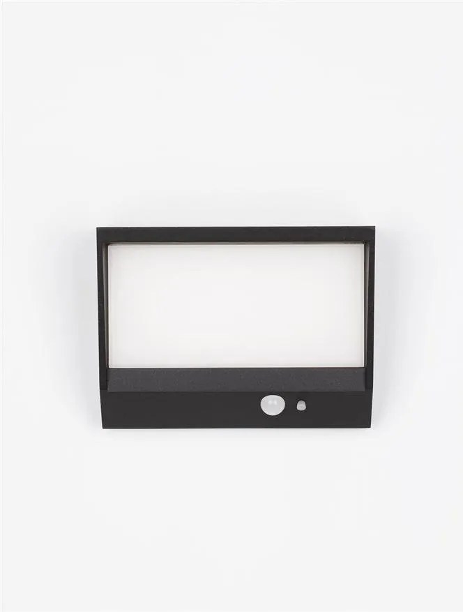 NV 9492540 Venkovní nástěnné svítidlo VALOR antracitový hliník a matný akryl LED 2W 3000K 3.7V 86st. IP65 vypínač na těle / solární / pohybové čidlo - NOVA LUCE