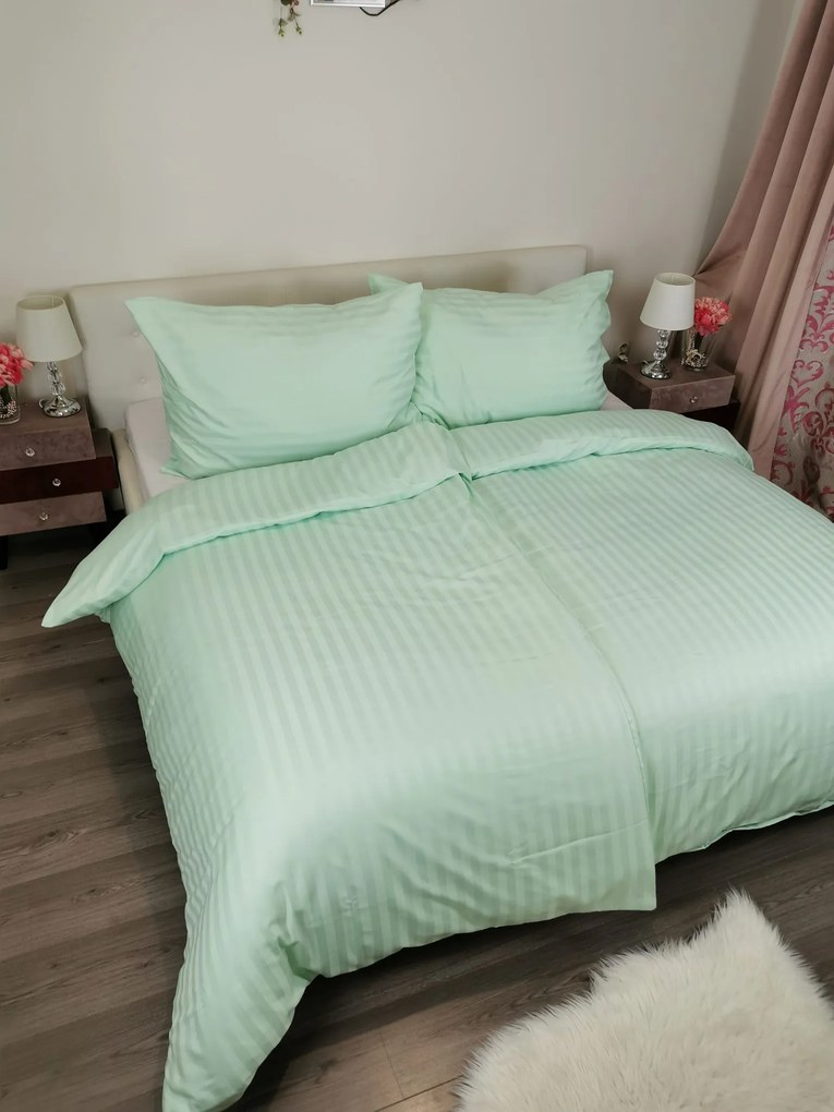 Povlečení damaškové zelené TiaHome - 1x Polštář 90x70cm, 1x Přikrývka 140x200cm