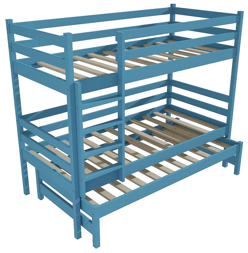 Vomaks Patrová postel s výsuvnou přistýlkou PPV 015 Rozměr: 80 x 180 cm, Barva: barva modrá, Prostor mezi lůžky: 80 cm
