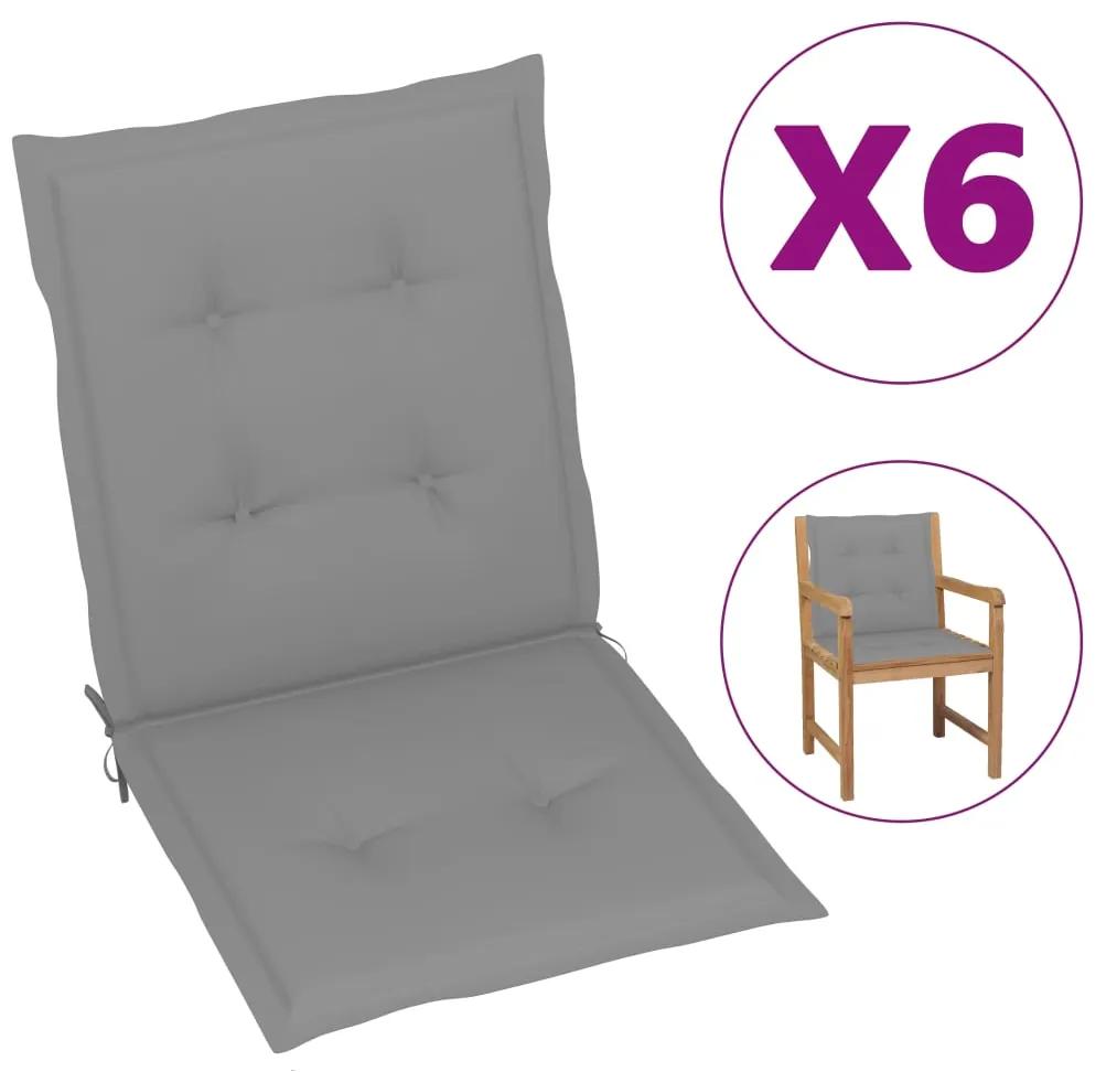 314132 vidaXL Podušky na zahradní židle 6 ks šedé 100 x 50 x 4 cm
