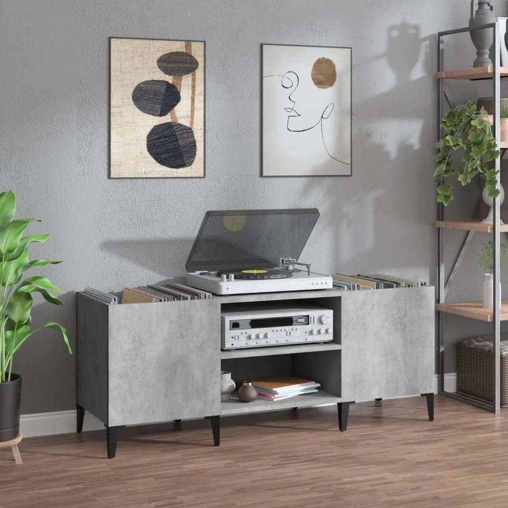 Skříňka Na Lp Desky Betonově Šedá 121X38X48 Cm Kompozitní Dřevo Šedá Sonoma