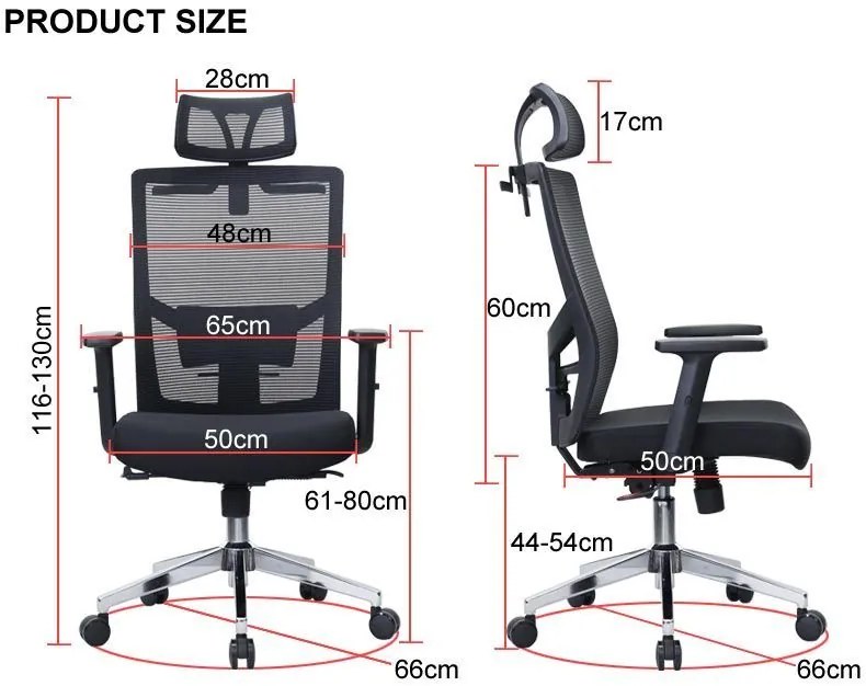 Ergonomická kancelářská židle ERGODO AVILA - černá síťovina / nosnost 150 kg