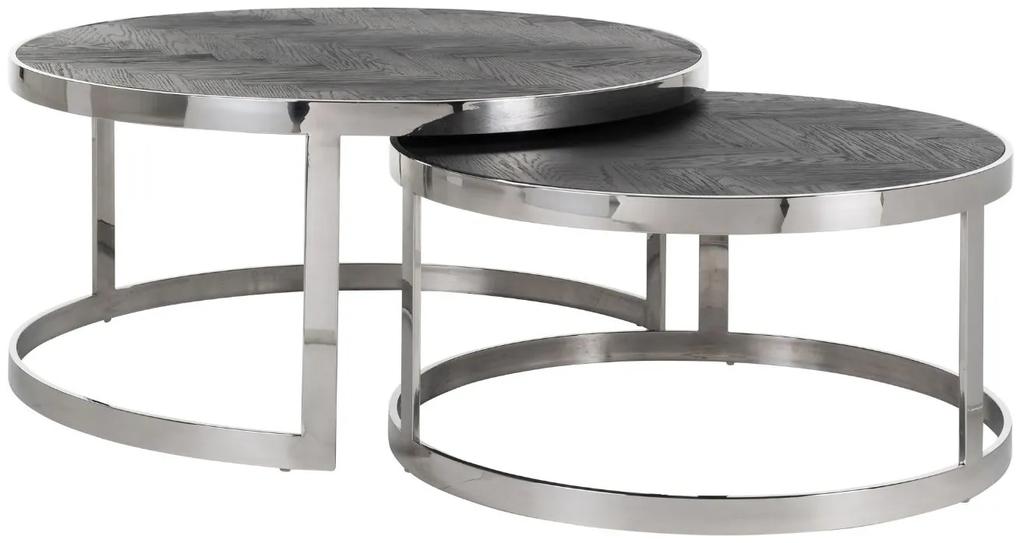 OnaDnes -20% Černo stříbrný dubový set dvou konferenčních stolků Richmond Blackbone 74/91,5 cm