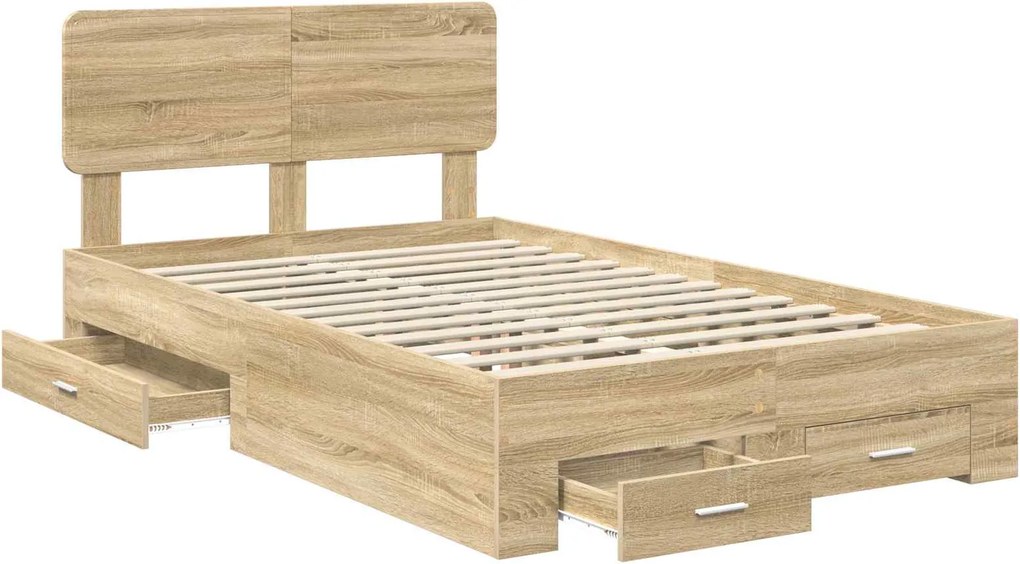 Rám postele s čelo Sonoma dub 120 x 200 cm Kompozitní dřevo 3412393