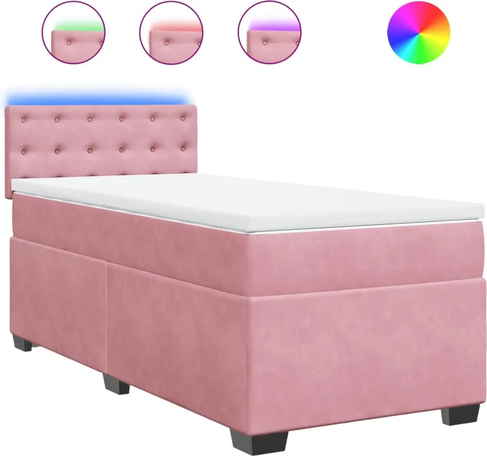 Box spring postel s matrací růžová 100x200 cm samet 3288551