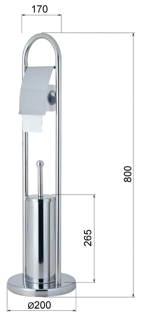 Aqualine SAMBA stojan s podstavcem, WC štětkou a držákem toaletního papíru, chrom - SB131