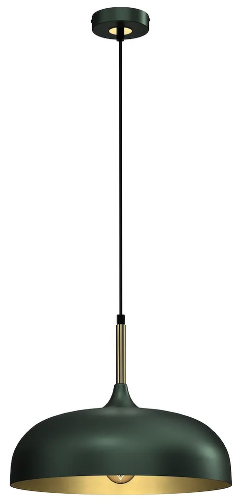 Závěsné svítidlo Lincoln, 1x zlaté/zelené kovové stínítko, (fi 35cm), gr/g