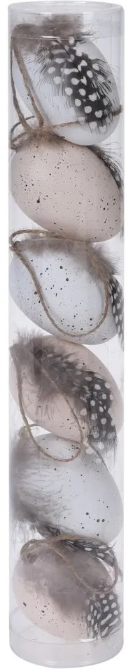 Sada velikonočních vajíček s peříčky 6 ks, pr. 6 cm