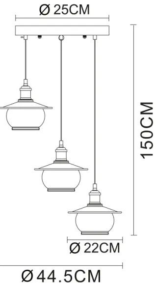 Globo 69030-3H - Závěsné svítidlo 3xE27/60W