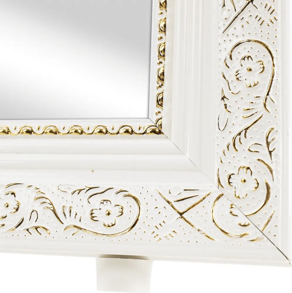Kondela Stojanové zrcadlo, bílá/bílo zlatý ornament, LAVAL