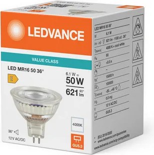 LED žárovka GU5,3 MR16 LEDVANCE PARATHOM 6,1W (50W) neutrální bílá (4000K), reflektor 12V 36°