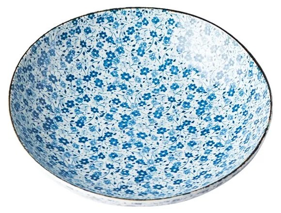 Modro-bílý keramický hluboký talíř MIJ Daisy, ø 21 cm