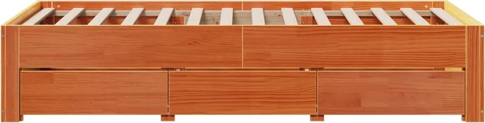 Válenda bez matrace se zásuvkami hnědá 90x200 cm masiv borovice 3308815
