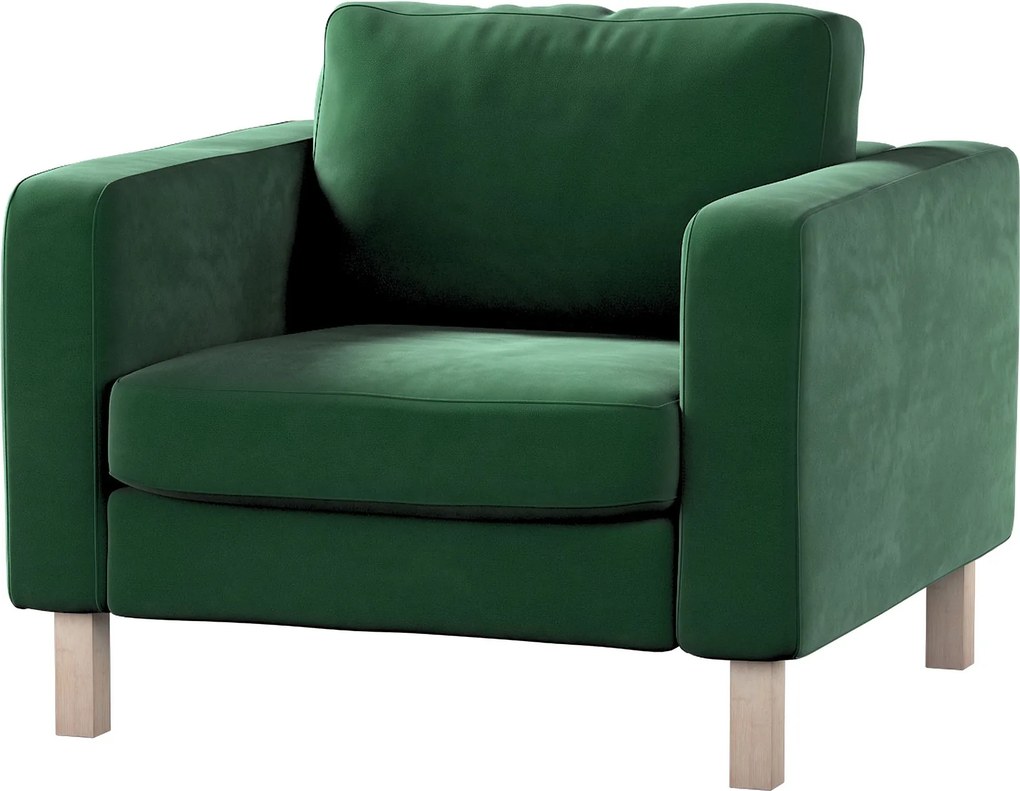 Potah na křeslo IKEA Karlstad, krátký barva zelená látka lesklé, sametová