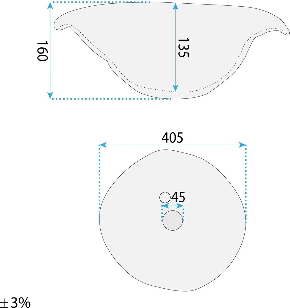 Rea ART, keramické umyvadlo na desku 400x390x160 mm, ruční výroba, model HM-34B, imitace kemene-béžová, REA-U0609