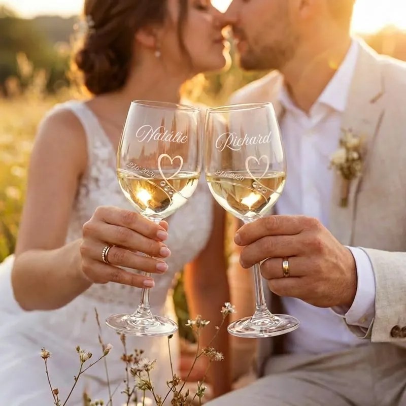 Svatební skleničky na víno Diamante Romance s krystaly Swarovski 2 ks