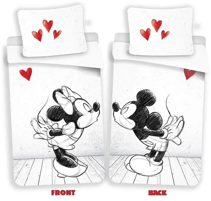 JERRY FABRICS Povlečení Mickey a Minnie láska 02 Bavlna, 140/200, 70/90 cm