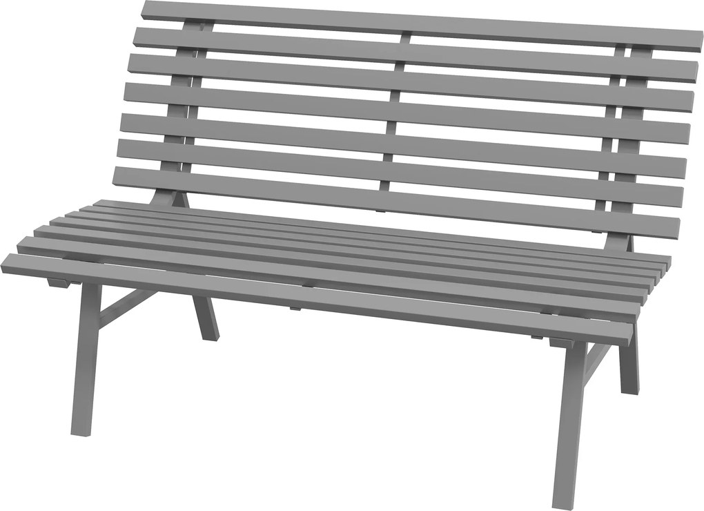 Zahradní lavička Parková lavička, lamelová konstrukce, odolná proti povětrnostním vlivům, hliník, 123 x 67 x 79 cm, šedá barva