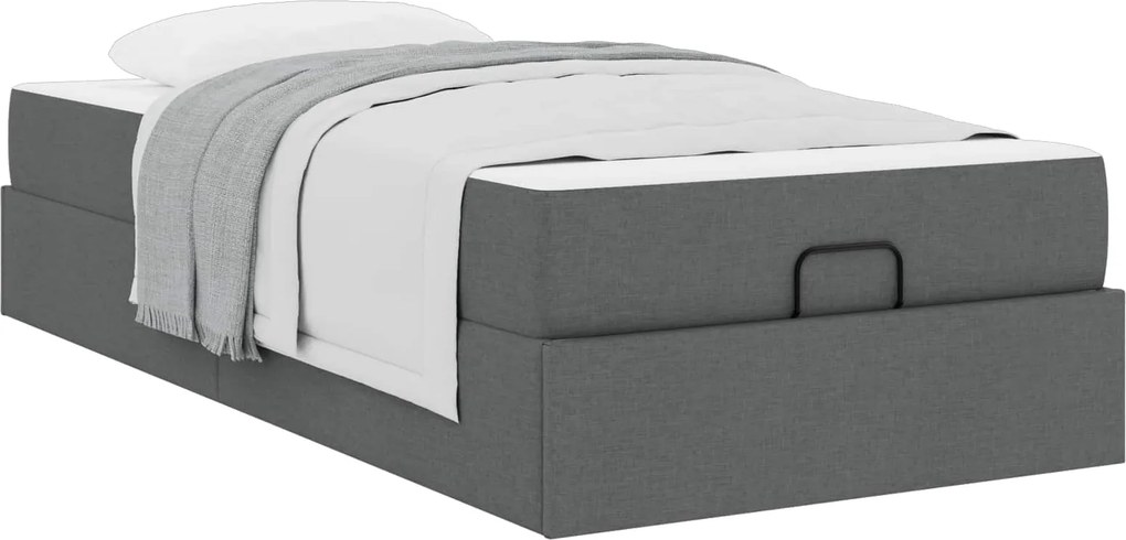 Rám postele s matrací 2 ks Tmavě Šedá textil 3399453