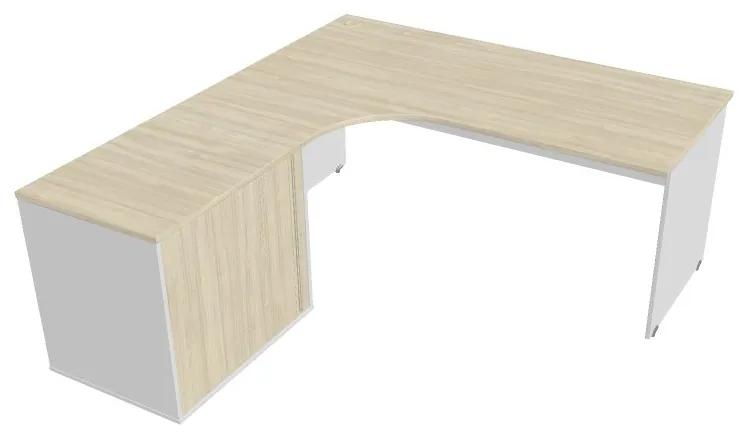 Sestava stolu a rol. skříně pravá 180x60 cm - Hobis Gate GE 1800 60 HR P Dekor stolové desky: akát, Dekor lamino podnože: bílá