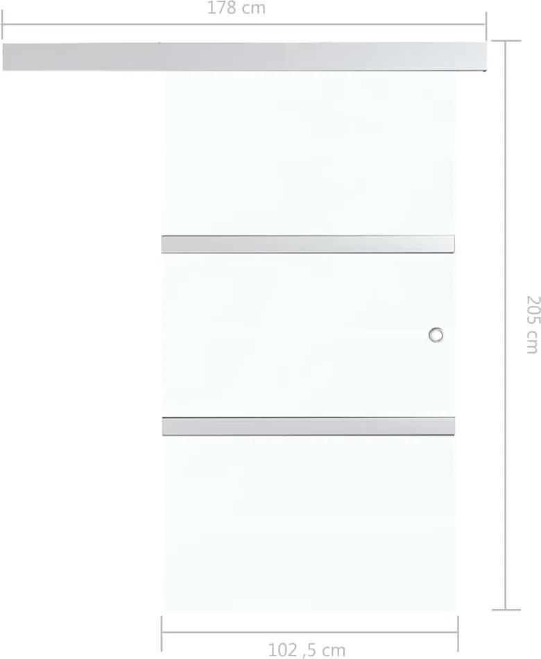 vidaXL Posuvné dveře ESG sklo a hliník 102,5 x 205 cm stříbrné [288060]