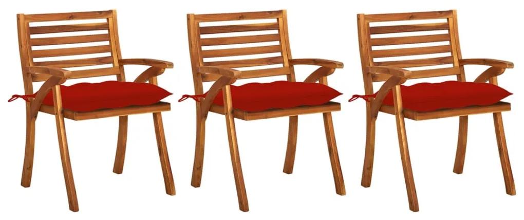 Zahradní jídelní židle s poduškami 3 ks masivní akáciové dřevo,  3060844