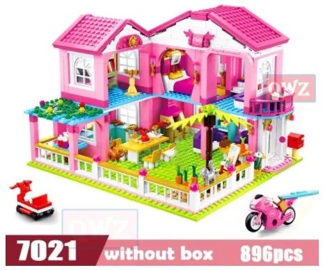 Mini stavebnice pro dívky, různé druhy Varianta: růžový dům 896 ks
