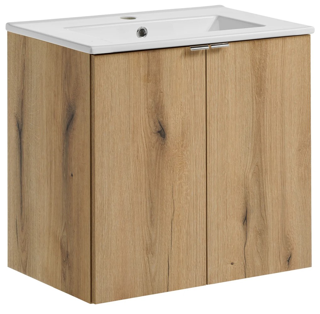 Comad Koupelnová skříňka s keramickým umyvadlem Nova Oak II 60 cm - dub coast evoke