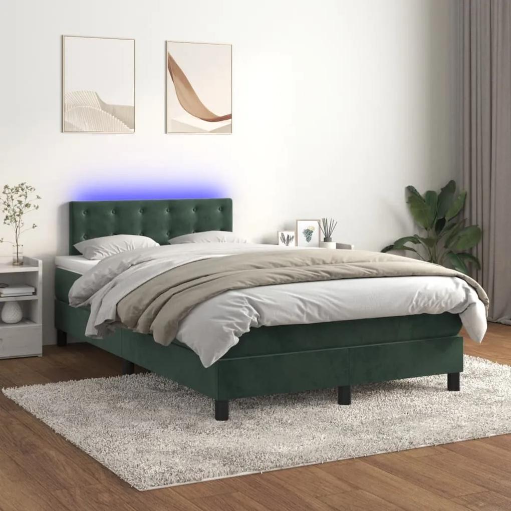 vidaXL Box spring postel s matrací a LED 120x200 cm samet [3134635] Barva: světle šedá