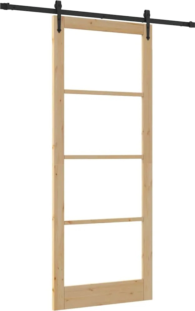 Posuvné dveře 93 x 232 cm Masivní borové dřevo a sklo Přírodní 3332347