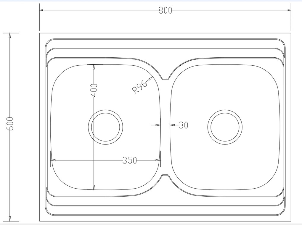 Velazo Dřez 2 komory, nerez - , 80x60 cm