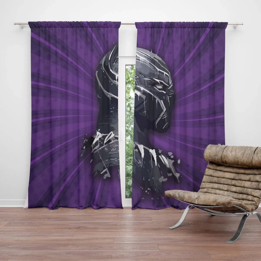 Sablio Závěs BLACK PANTHER z profilu Fialový: 2ks 140x250cm