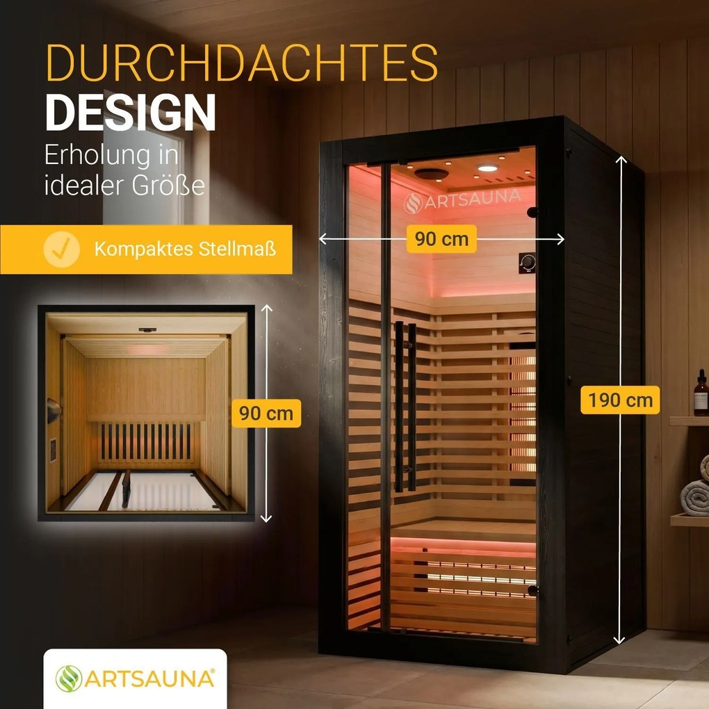Artsauna Infrasauna Trondheim 90, černá