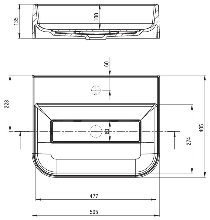 Deante Arnika, granitové umyvadlo na desku 505x405x135 mm, šedá metalíza, DEA-CQA_SU5S