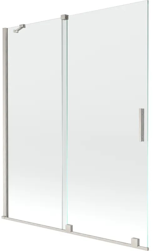 Mexen Velar, 2-křídlová posuvná vanová zástěna 140 x 150 cm, 8mm čiré sklo, broušená ocel, 896-140-000-01-97