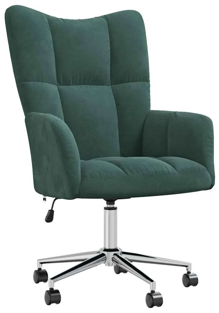 Relaxační křeslo tmavě zelené samet 328163