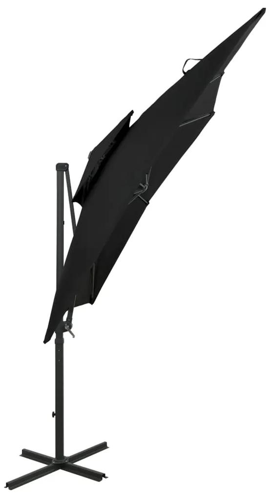 vidaXL Konzolový slunečník s dvojitou stříškou 250 x 250 cm černý